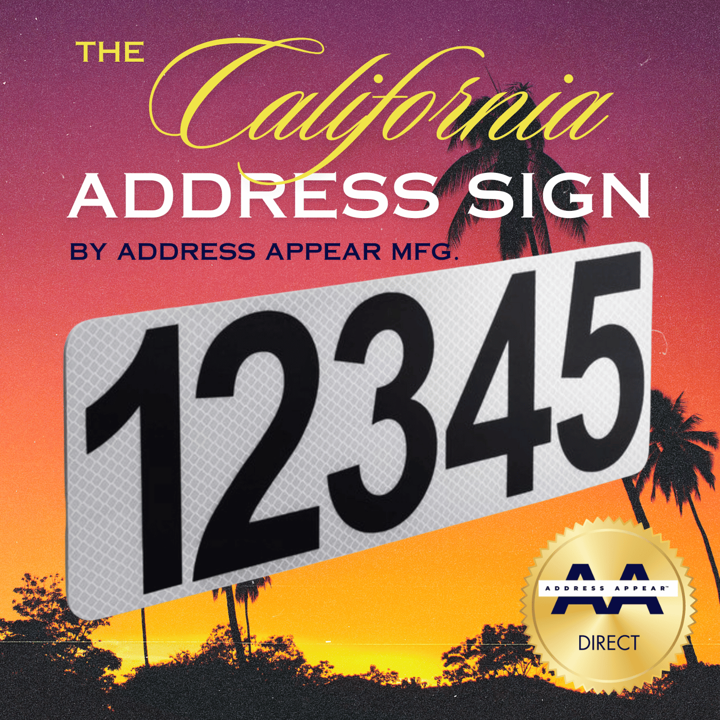 "The California" Address Sign - Custom Made 3M Reflective Curb Address ...